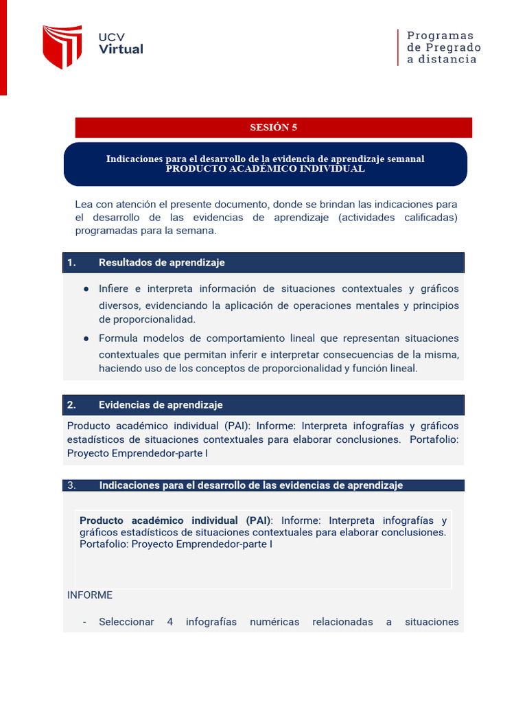 Indicaciones para el desarrollo de PAI_S5 | PDF