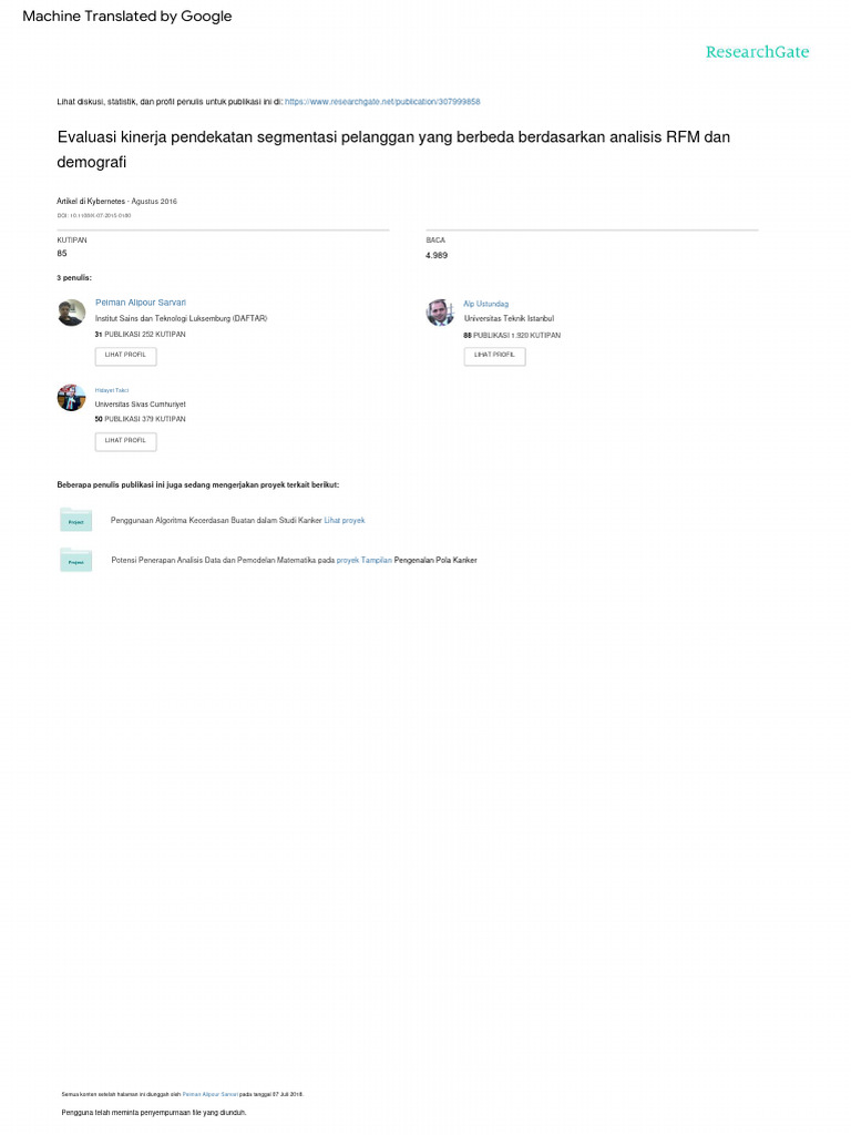 SLR - Performance Evaluation of Different Customer Segmentation Approaches Based On RFM and ...