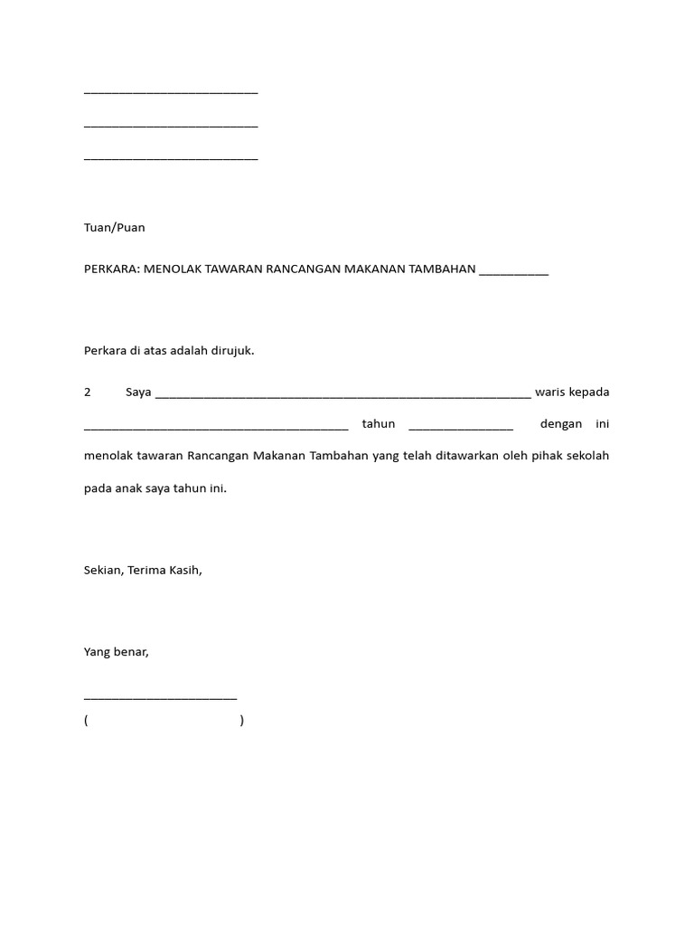 Surat Tolak RMT | PDF