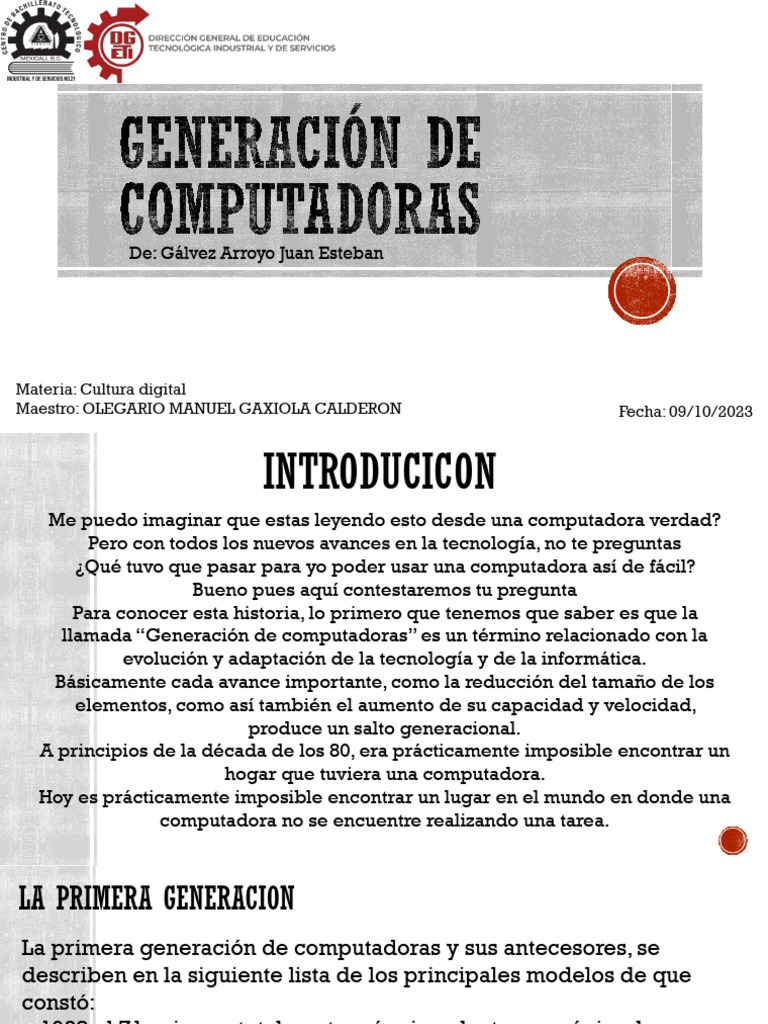 Generación de Computadoras | Descargar gratis PDF | Microprocesador | Circuito integrado