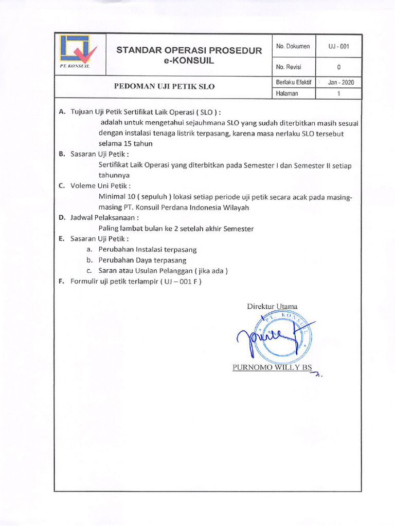 Sop E-Konsuil - Uj - 001 Pedoman Uji Petik Slo | PDF