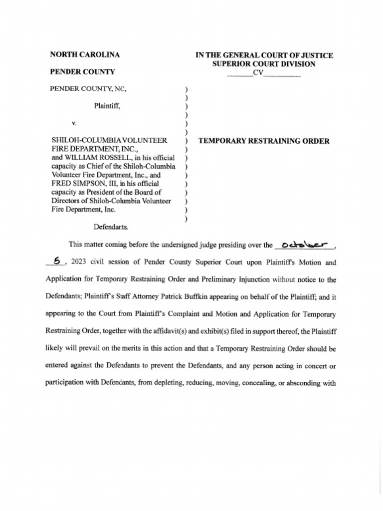 Temporary Restraining Order Signed | PDF
