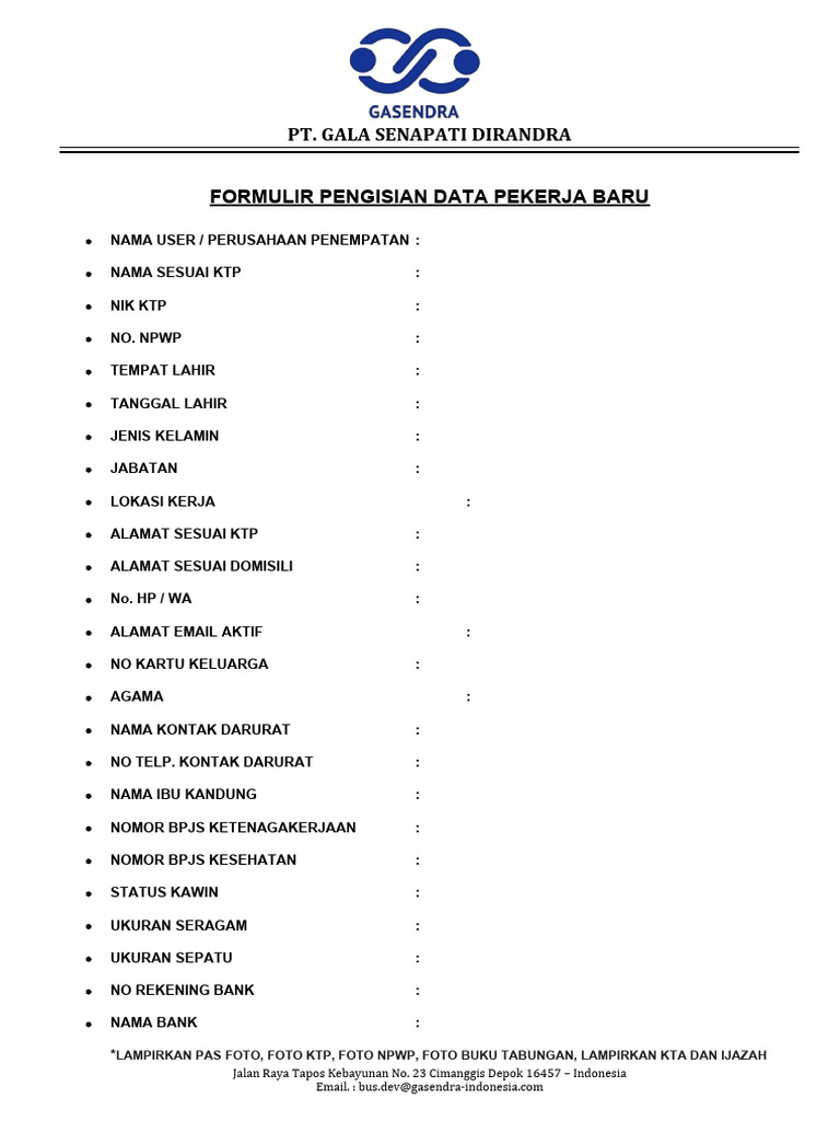 Formulir Data Karyawan | PDF