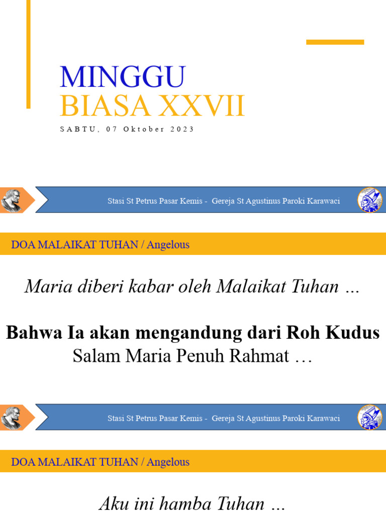 Teks Misa Minggu Biasa Xxvii, Sabtu 07 Oktober 2023 | PDF