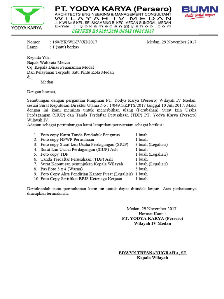 Permohonan Perubahan SIUP dan TDP | PDF