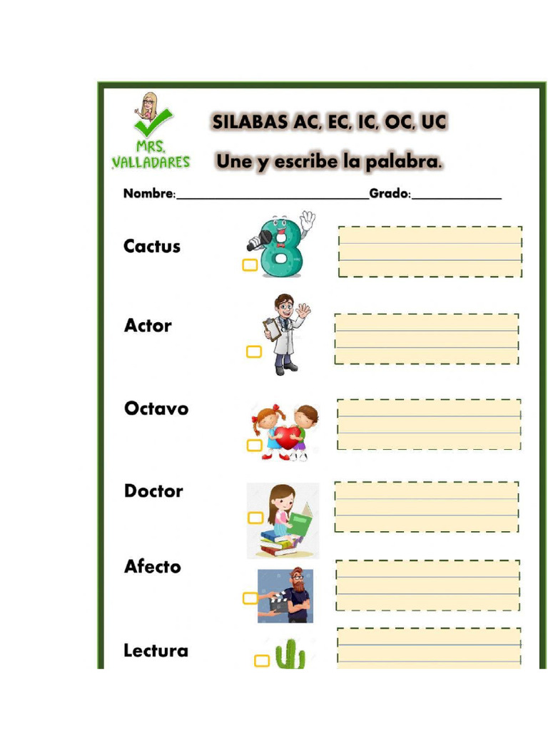 Silabas Ac Ec Ic Oc Uc | PDF