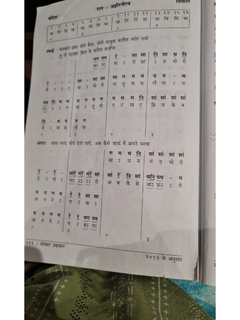 Raag Ahir Bhairav Banwari Chota Khayal Teentaal | PDF