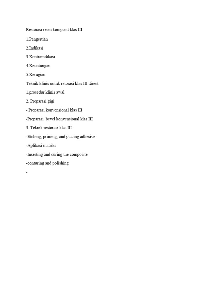 Kerangka Konsep Restorasi Resin Komposit Klas III | PDF