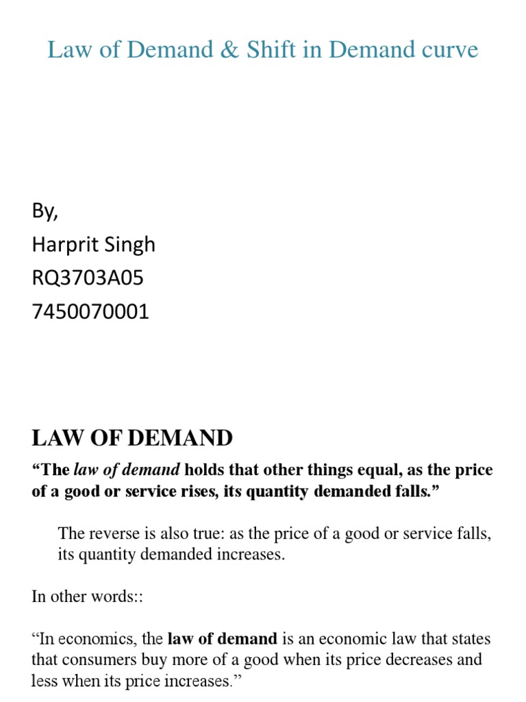 Economics: Demand Law & Curve Shifts | PDF | Demand Curve | Demand