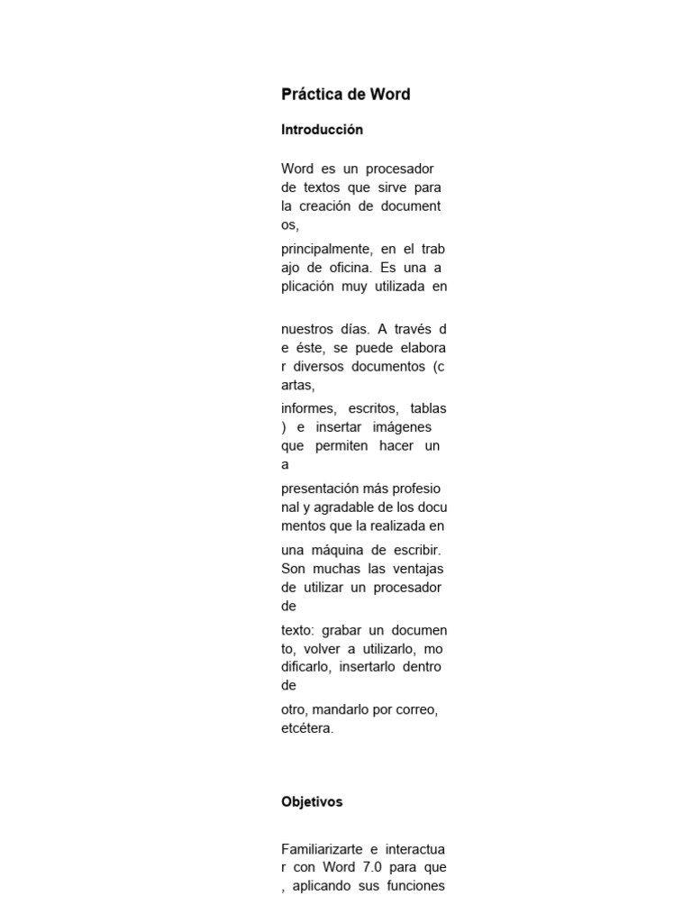 Práctica Básica de Word 7.0 | PDF | Ventana (informática) | Microsoft Word