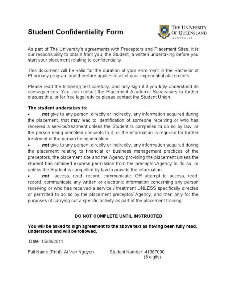 Confidentiality Form | PDF | Wellness | Lifestyle