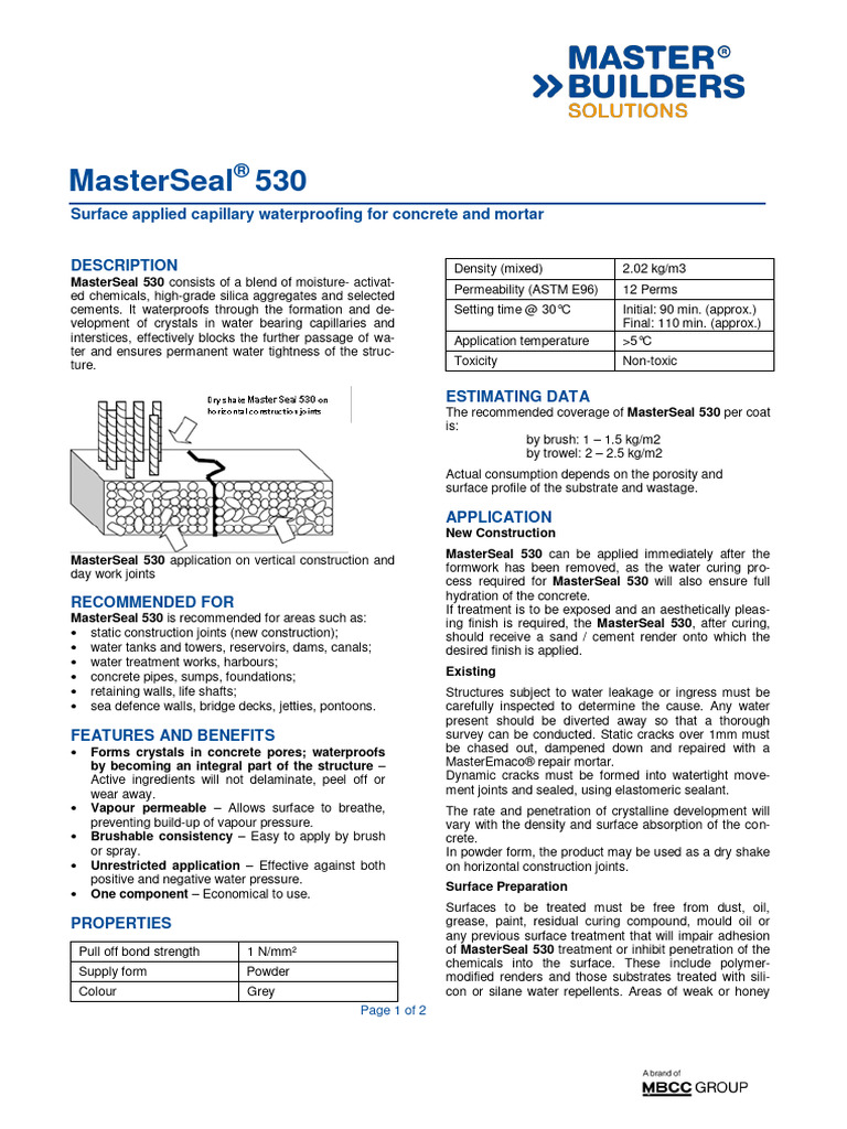 MasterSeal 530 | PDF | Concrete | Water
