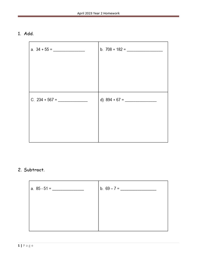 Homework Year 2 | PDF | Teaching Methods & Materials