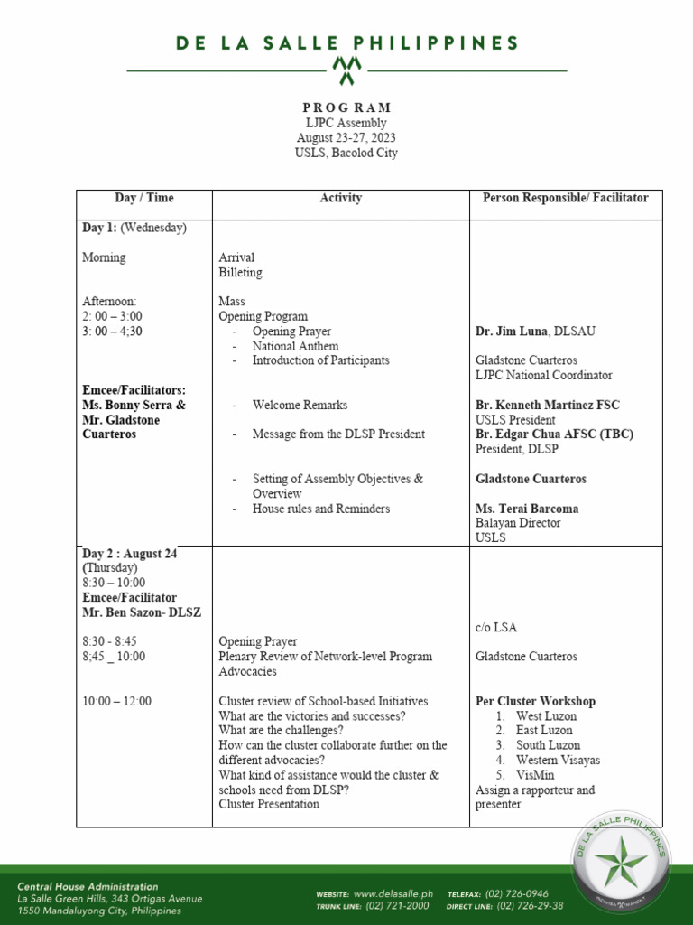 LJPC Assembly 2023 Program - Final | PDF