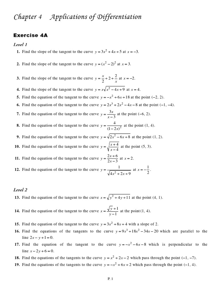 Chp4 Applications of Differentiation | PDF