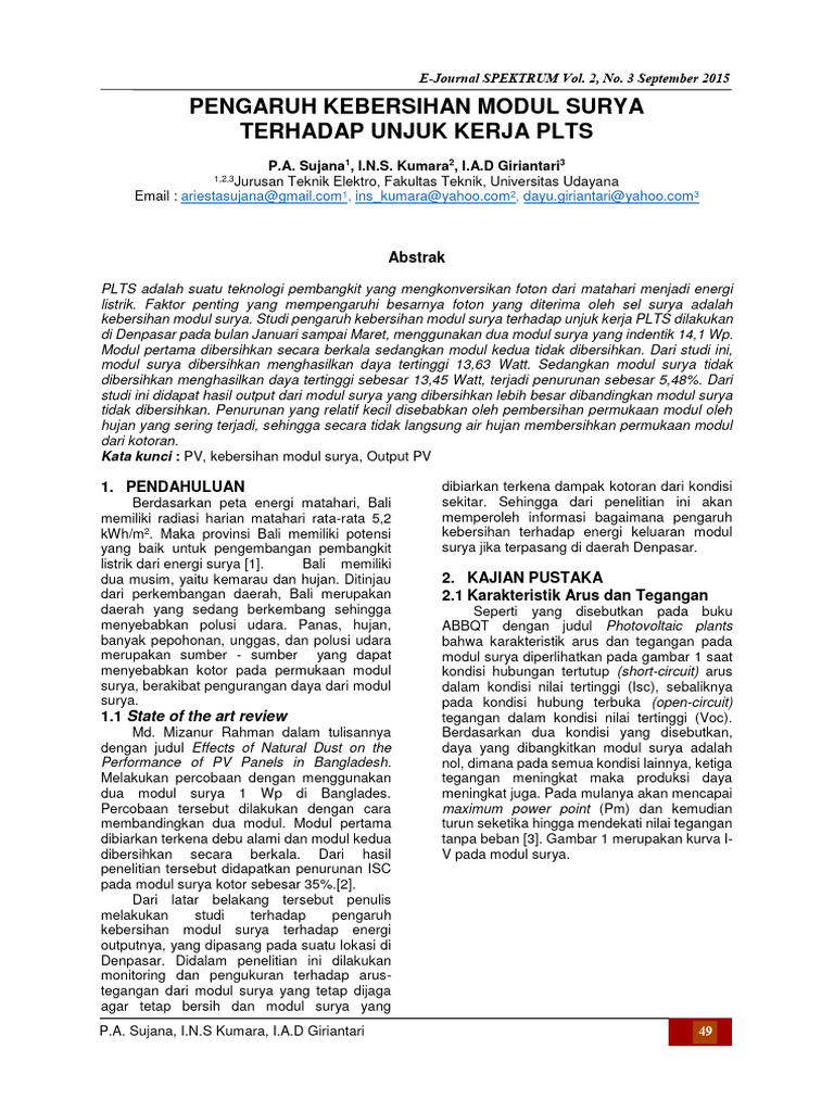 Pengaruh Kebersihan Modul Surya | PDF | Metode & Bahan Ajar | Teknologi ...