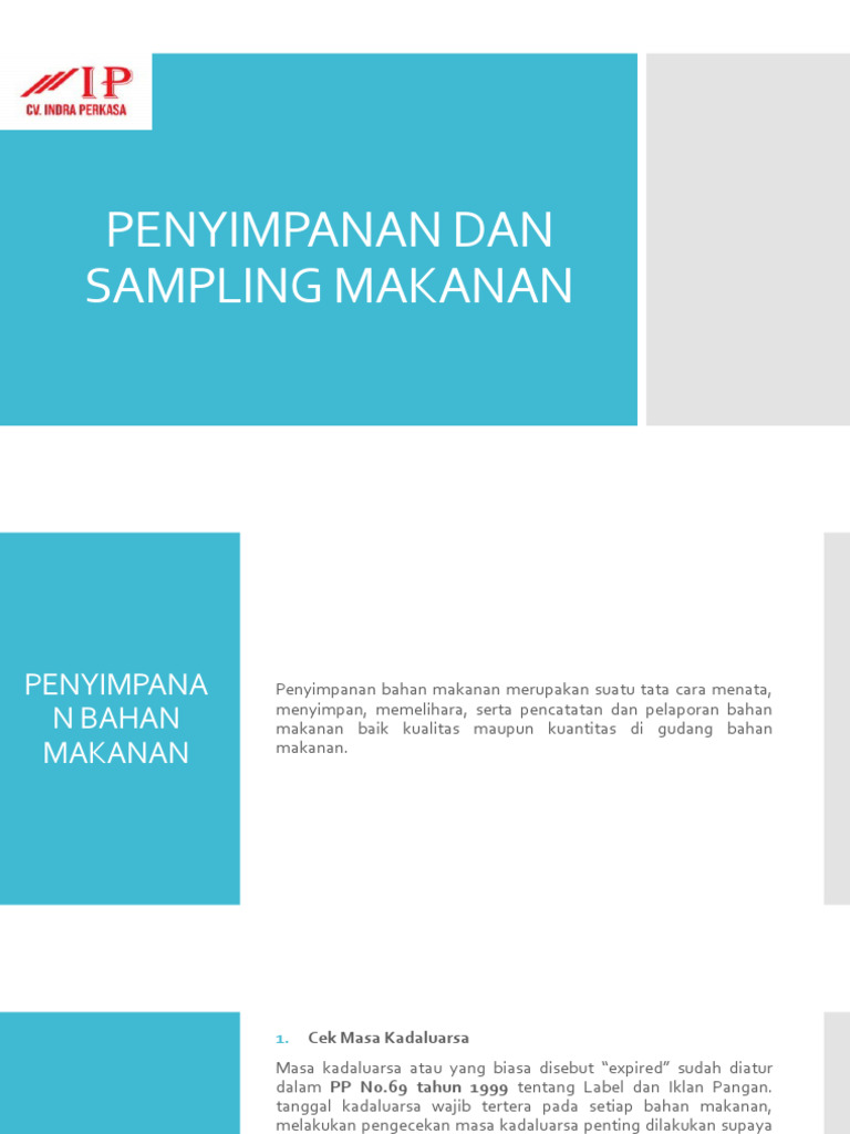 Panduan Penyimpanan dan Sampling Makanan | PDF