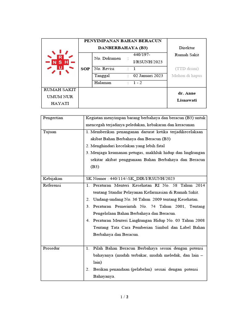 SPO PENYIMPANAN B3 Edit | PDF