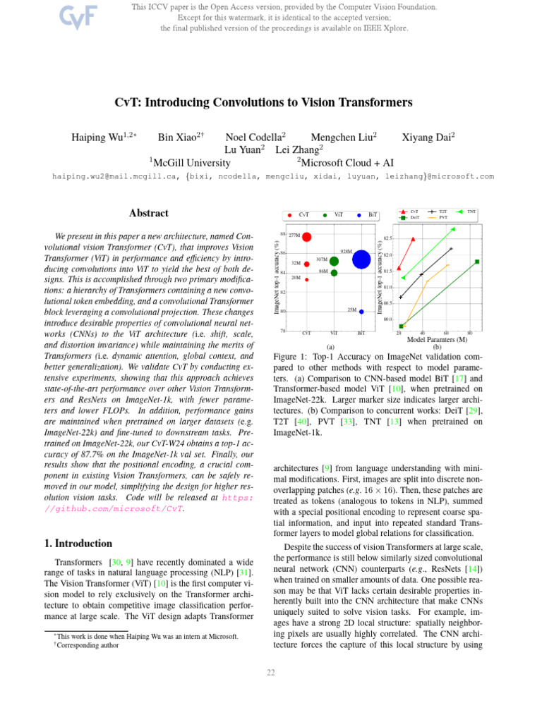 CVT: Introducing Convolutions To Vision Transformers | PDF | Systems Science | Systems Theory