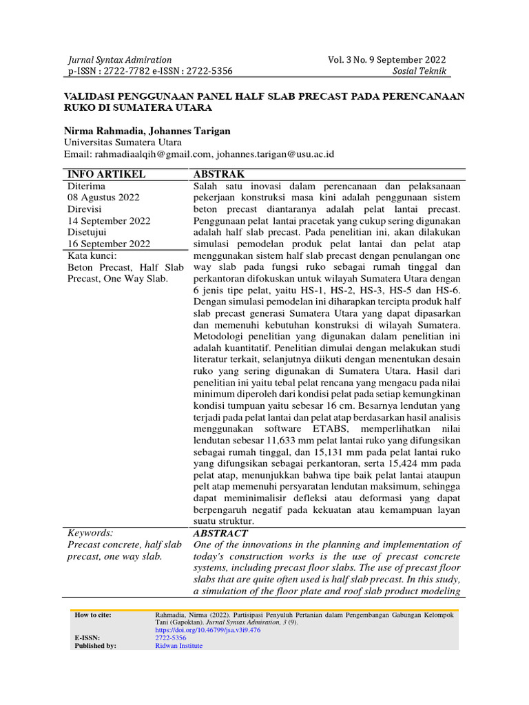 Validasi Half Slab Precast Ruko Sumut | PDF | Sains & Matematika | Komputer