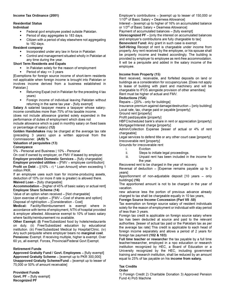 Advanced Taxation - Cheat Sheet | PDF