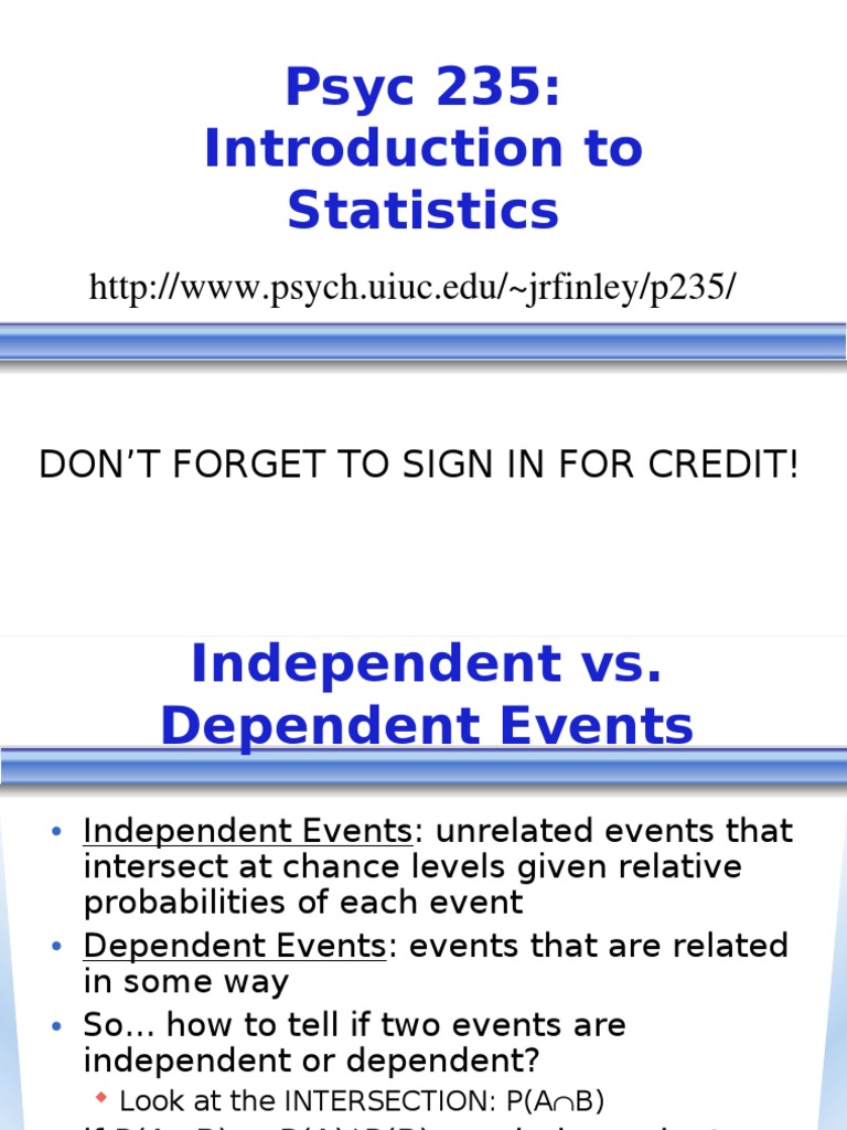 Psyc 235 Introduction To Statistics Dont Forget To Sign In For