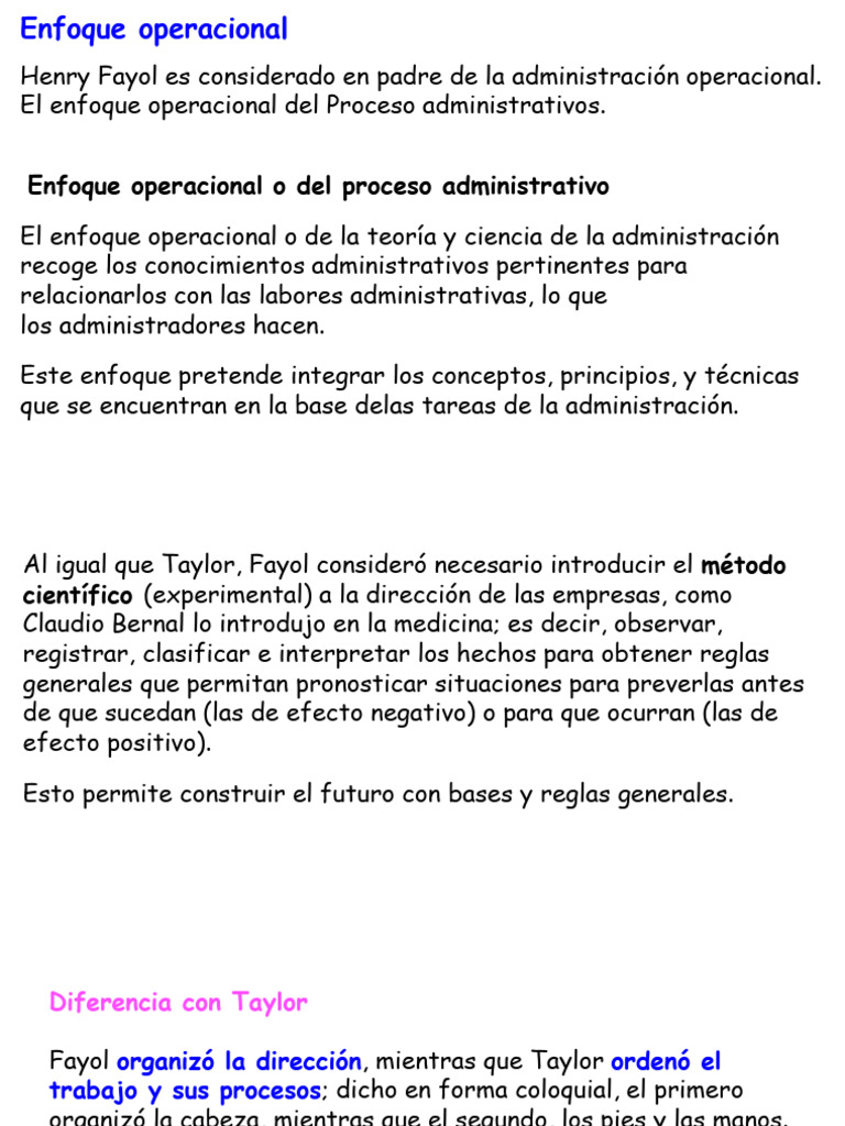 Enfoque Operacional de Fayol en Administración | PDF | Crecimiento ...