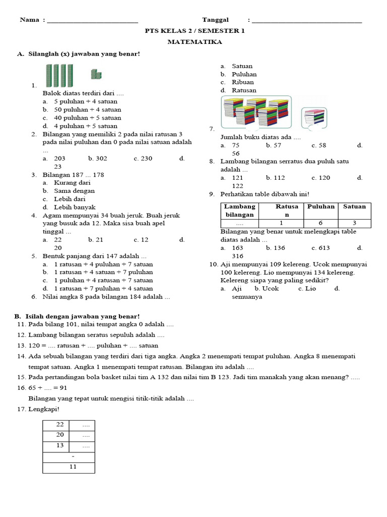 PTS KLS 2 SMSTR 1 Mat | PDF