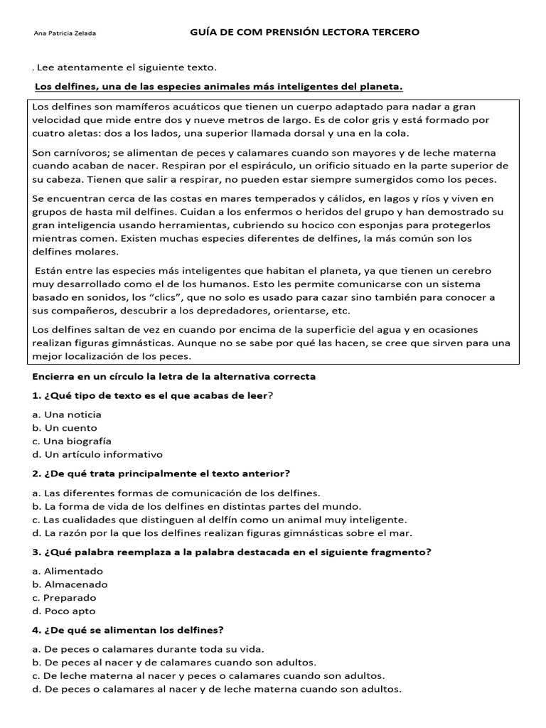 GUÍA-los Delfines-3° | Descargar gratis PDF | Organismos