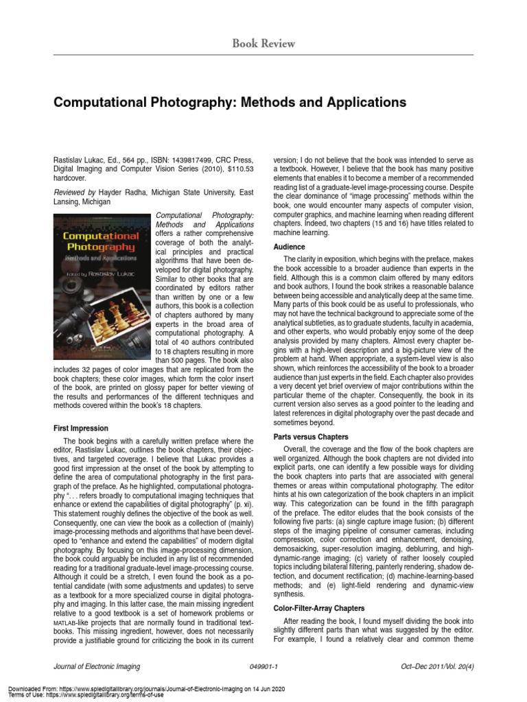 Computational Photography Methods and AP | PDF