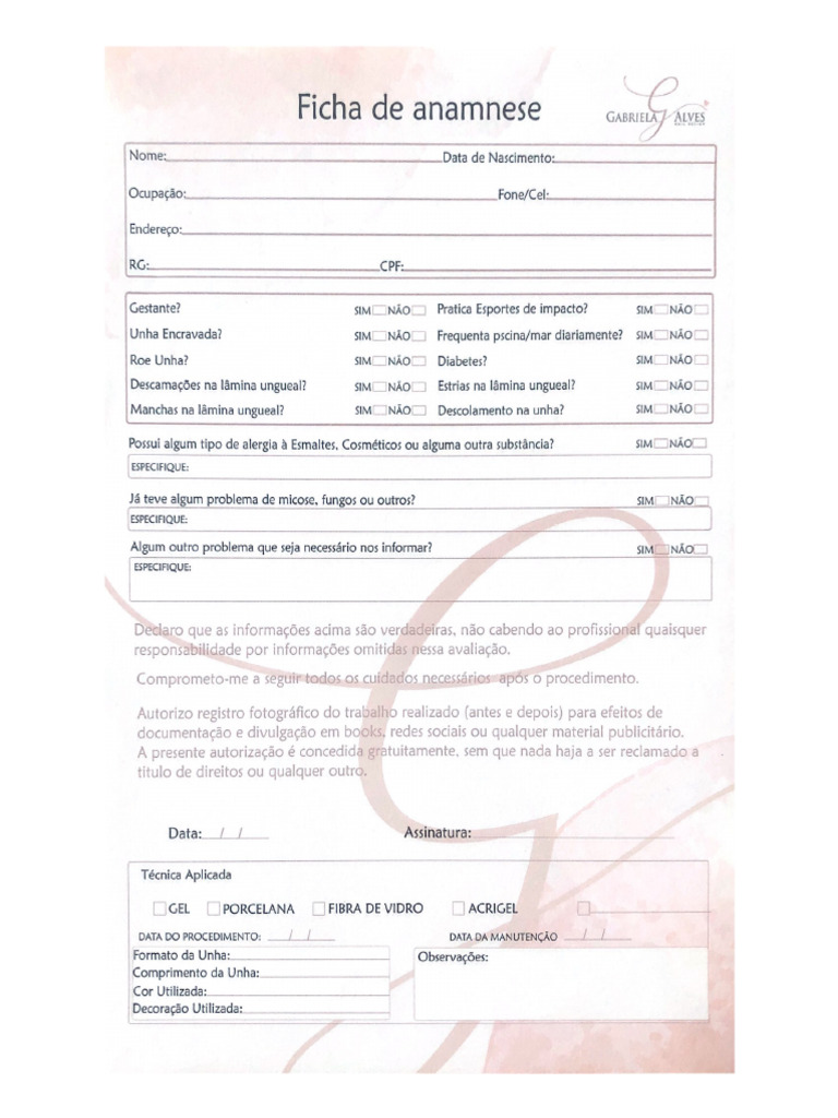 Ficha de Anamnese | PDF