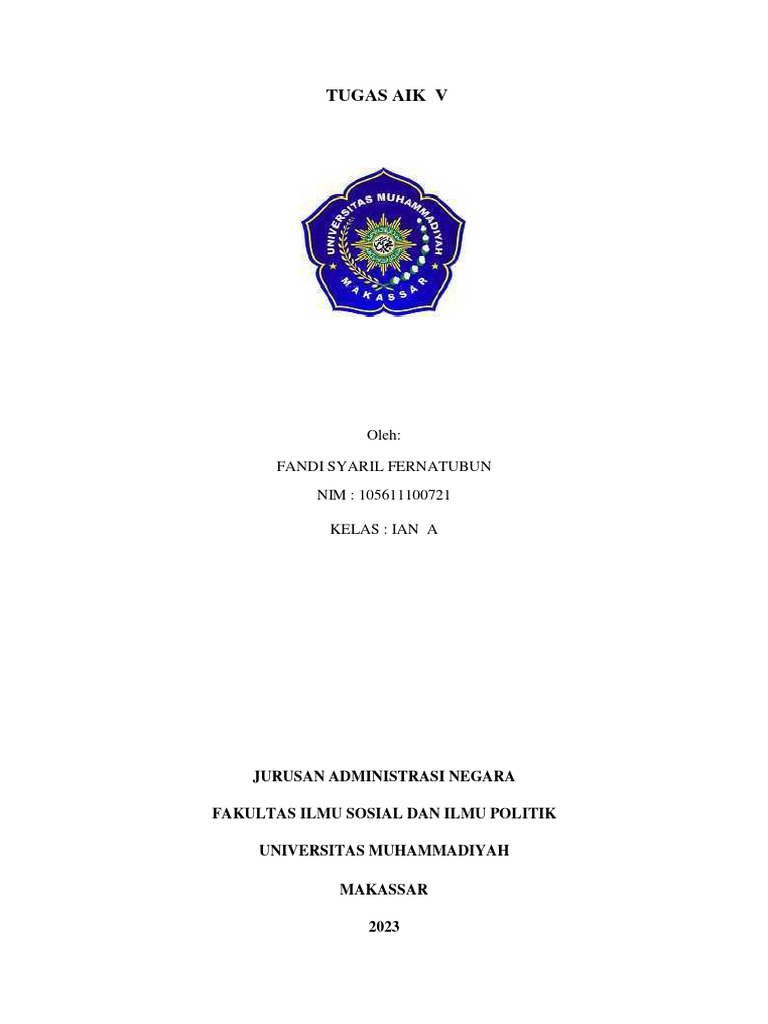 Sampul Tugas AIK V | PDF Sampul Tugas AIK V | PDF