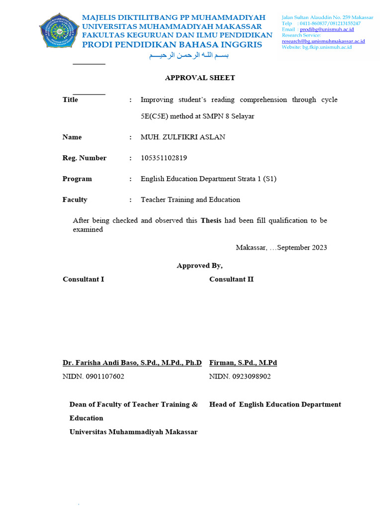 Approval Sheet Skripsi | PDF