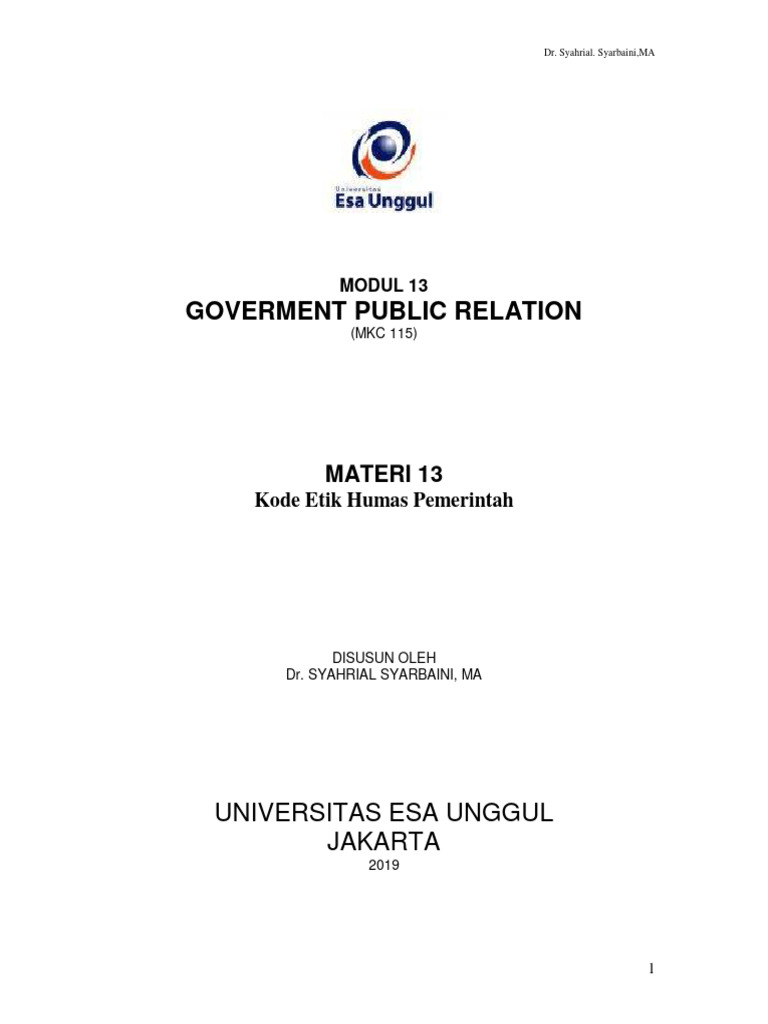 Modul 13 Kode Etik - GPR | PDF