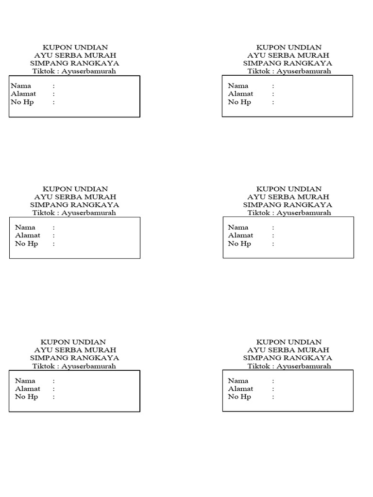 Kupon Undian Kupon Undian | PDF