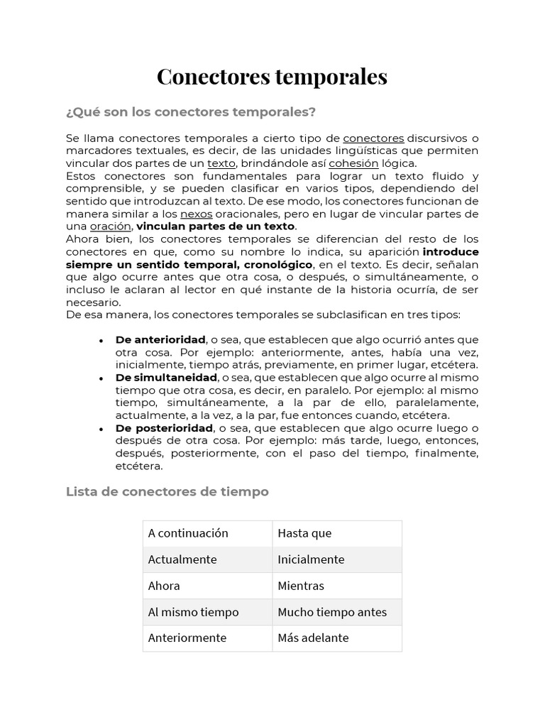 Conectores Temporales | PDF