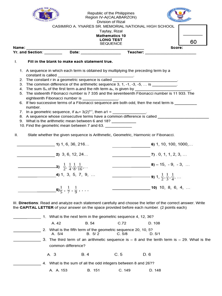 Quiz 6 Sequence | PDF