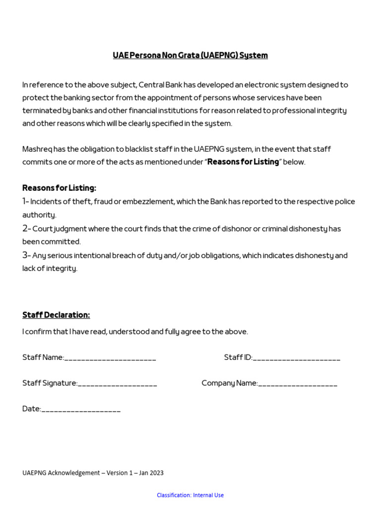UAE Persona Non Grata | PDF
