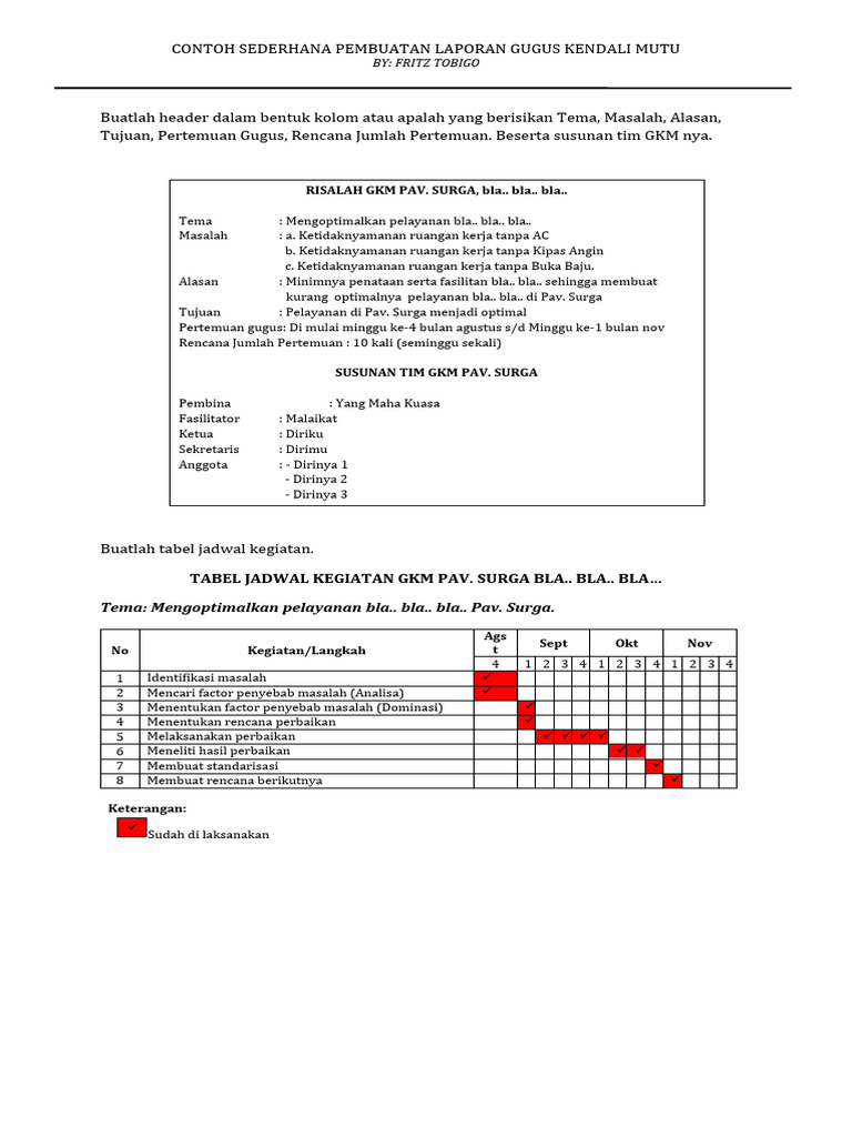 Contoh Sederhana Laporan GKM | PDF