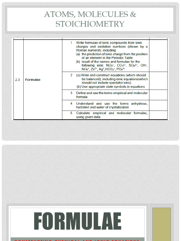 Atoms, Molecules & Stoichiometry [Part3] | PDF