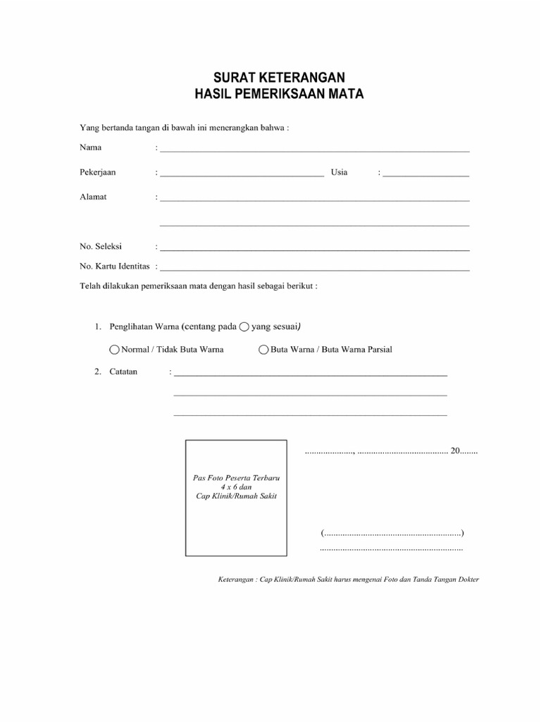 ITB_Surat Keterangan Bebas Buta Warna_Tanpa Nama | PDF