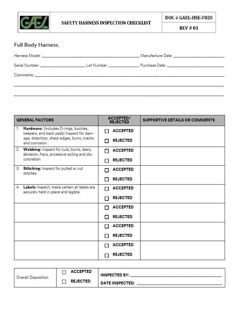 3M Fall Pro Inspection Checklist Logs | PDF