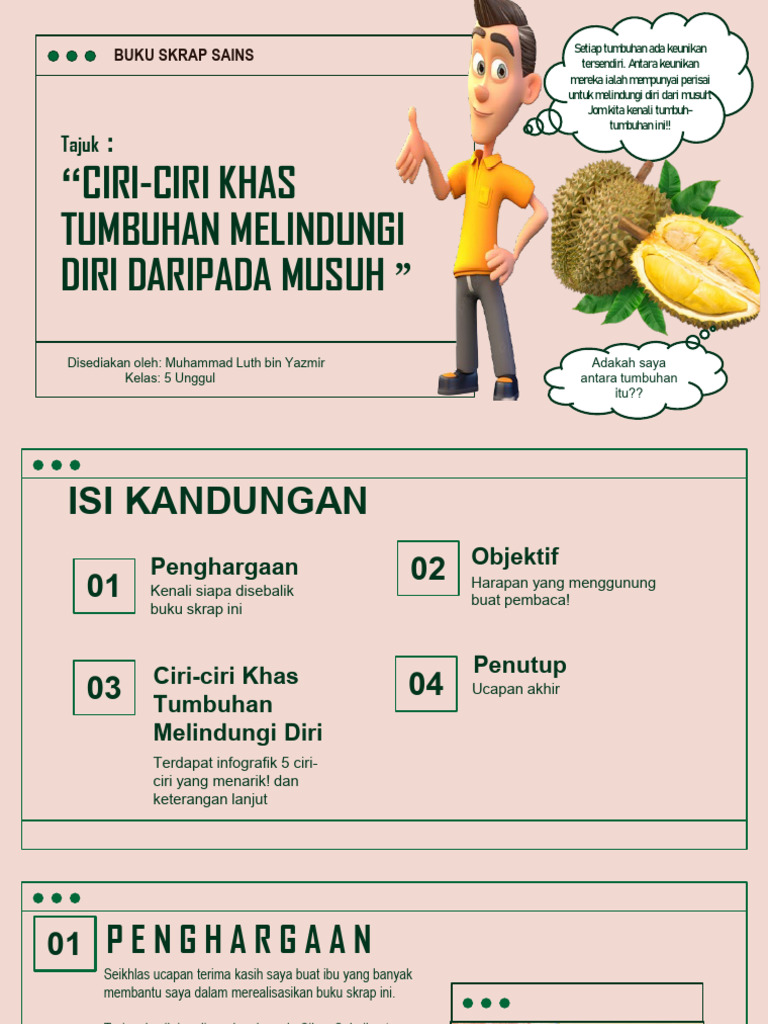Projek Sains Darjah 5 Buku Skrap-Ciri Khas Tumbuhan Melindungi Diri Dari Musuh | PDF