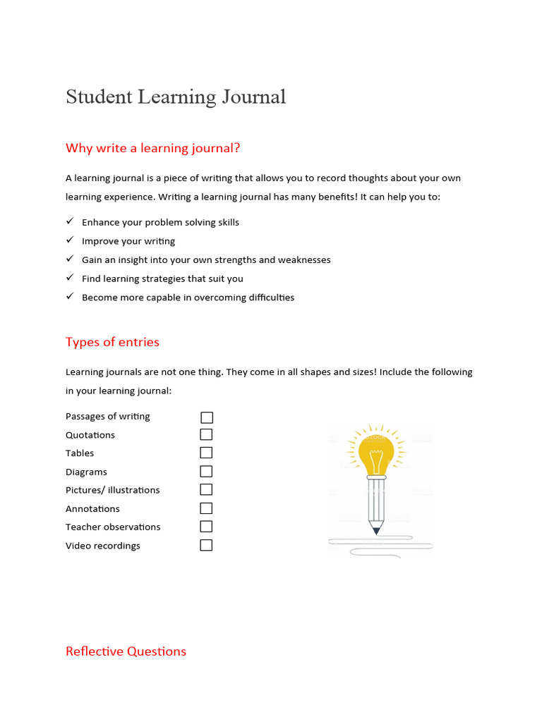 2.1 Learning Journal Template | PDF | Career & Growth | Science ...
