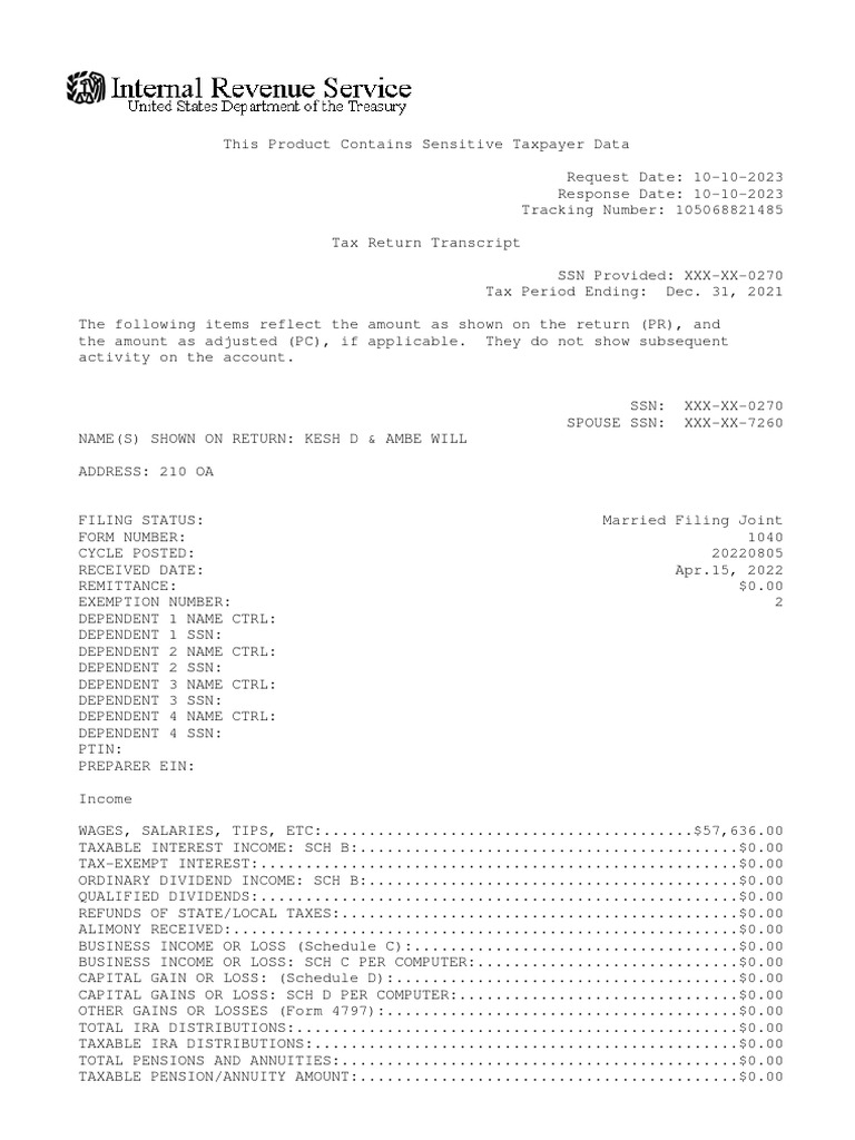 2021 Tax Return | PDF