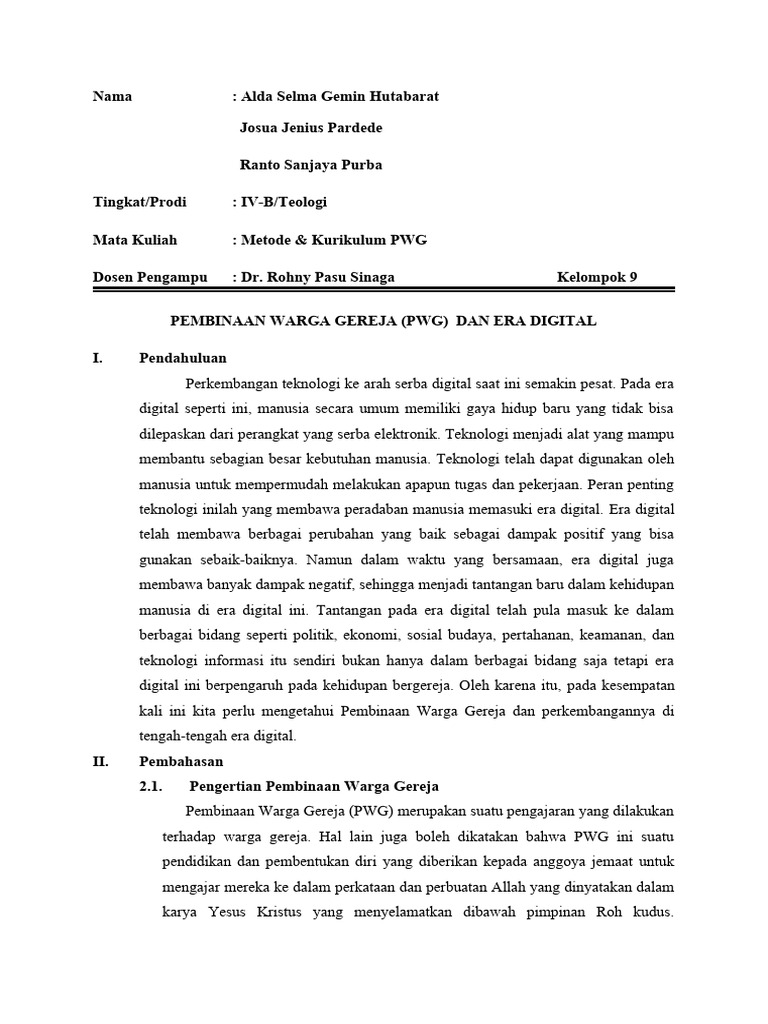 Kel 9 - PWG Dan Era Digital | PDF