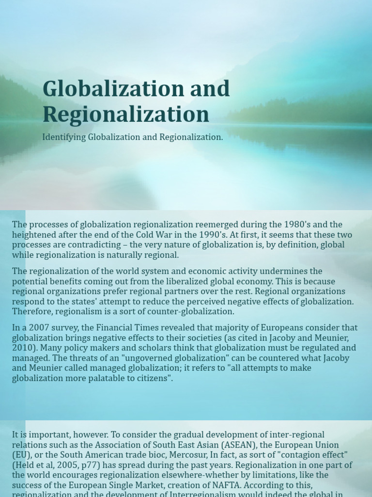 Globalization and Regionalization | PDF