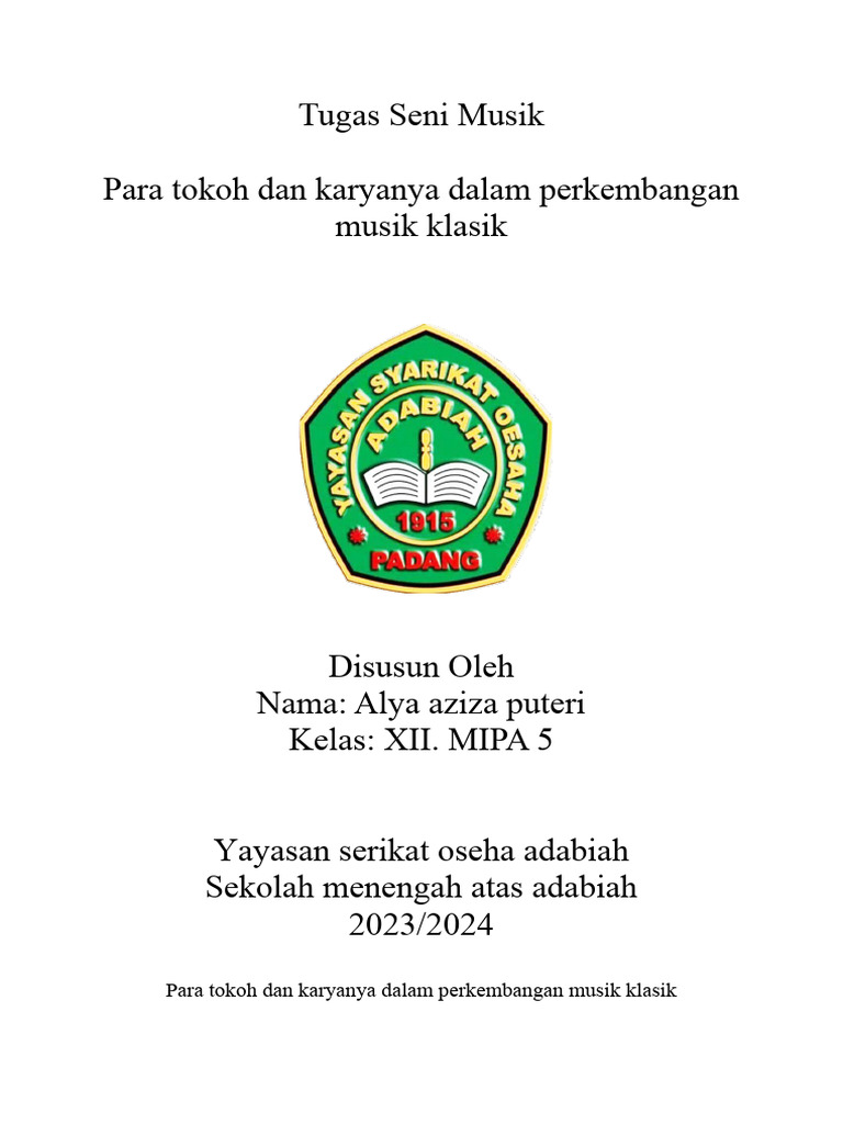 Tokoh dan Karya Musik Klasik | PDF | Seni | Sejarah