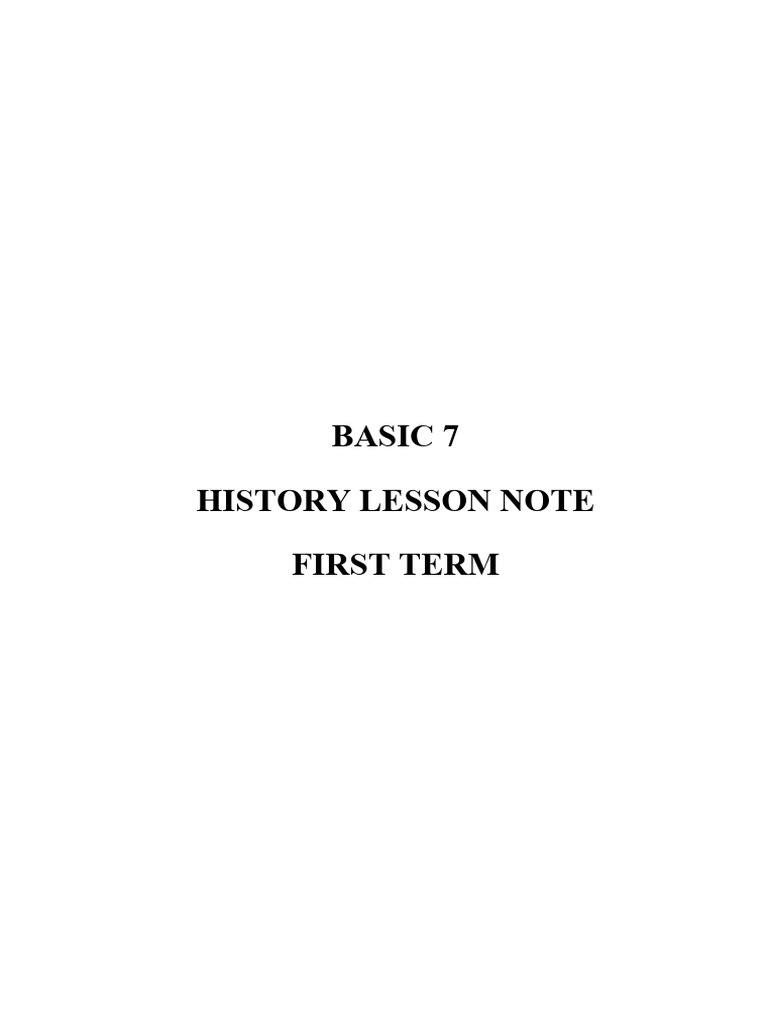 JSS 1 History First Term Note | PDF | History