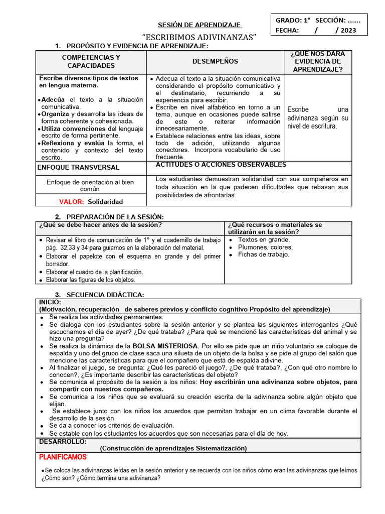 Escribimos Adivinanzas | PDF